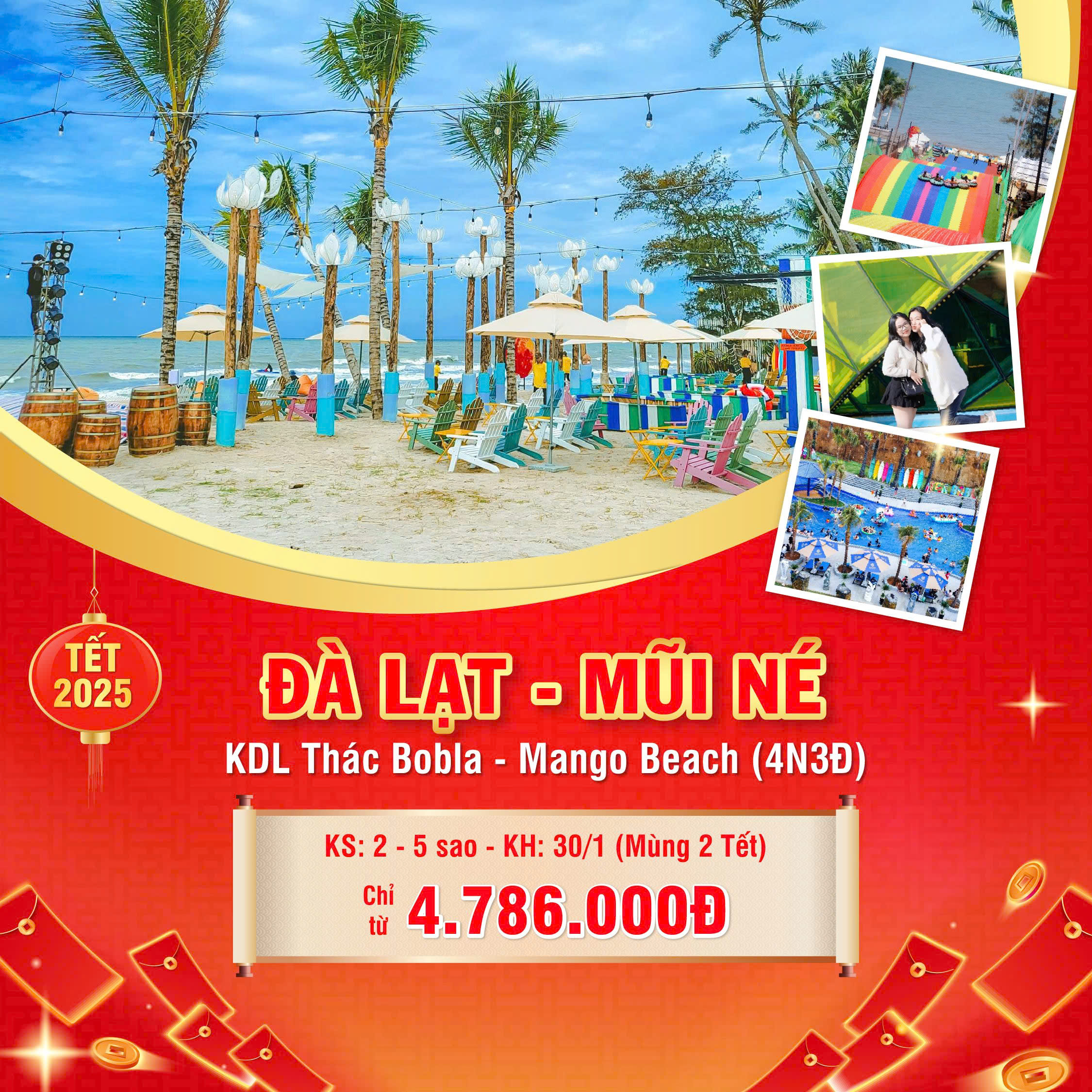 Tour Tết Đà Lạt - Mũi Né KDL Thác Bobla | Mango Beach 4 ngày 3 đêm
